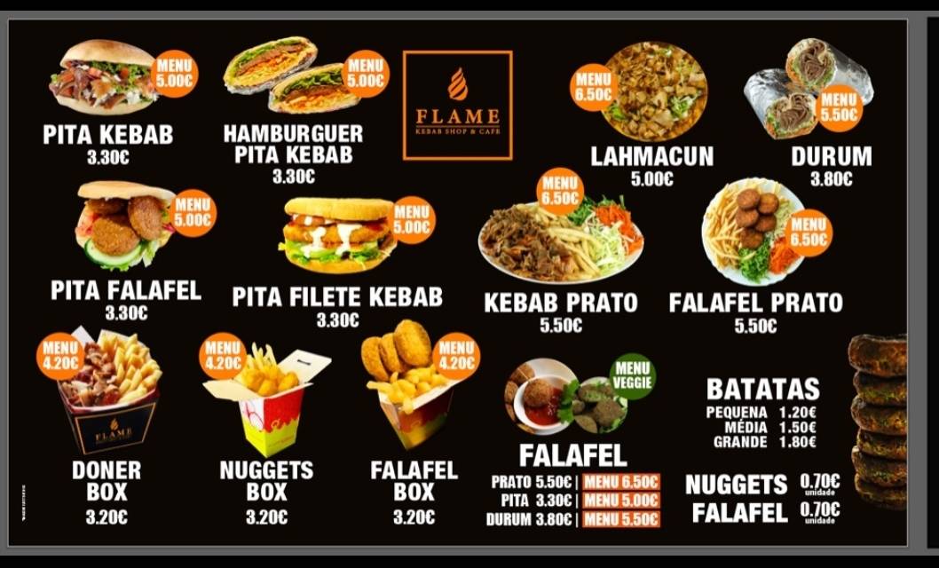 Menu em FLAME Kebab Shop Maia restaurante, Maia