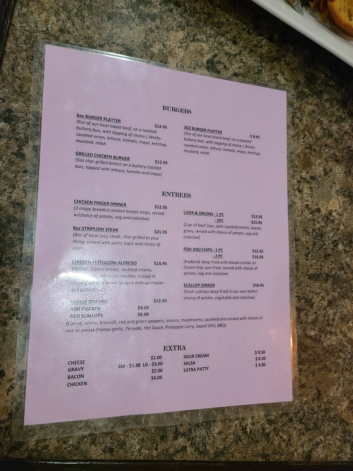 Menu at Family And Friends Restaurant, Kensington, 45 Broadway St N