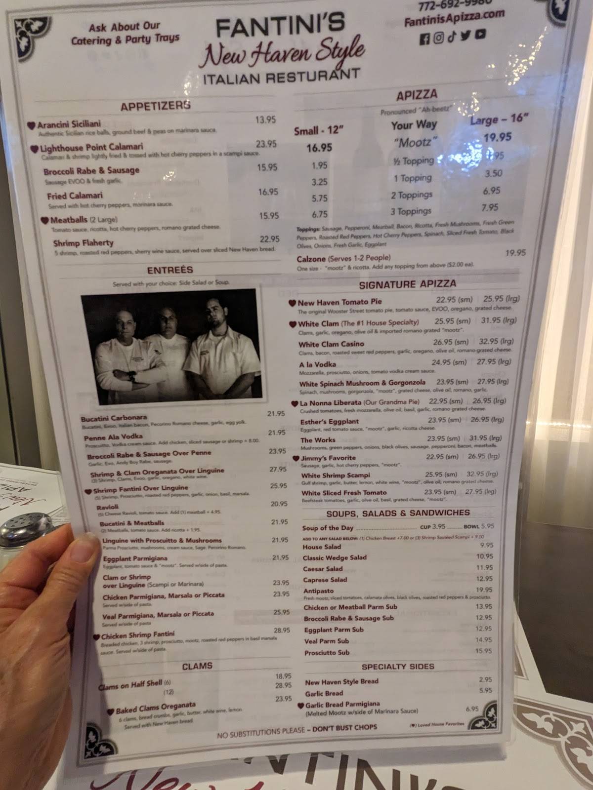 Menu at Fantini's 'New Haven Style' Apizza Italian Restaurant & Wine ...