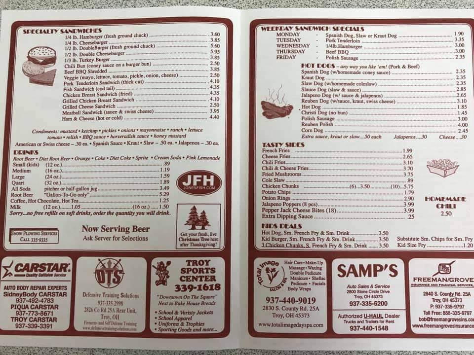 Menu at B-K Root Beer fast food, Troy, Stone Cir Dr