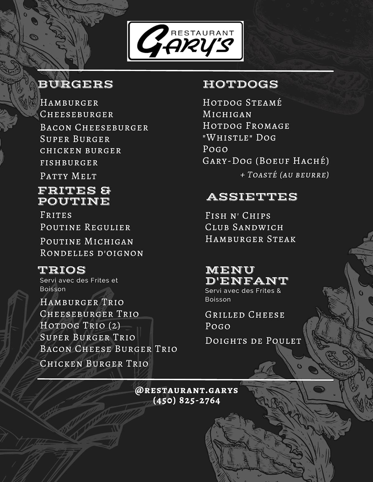 Menu at Restaurant Gary's, Howick