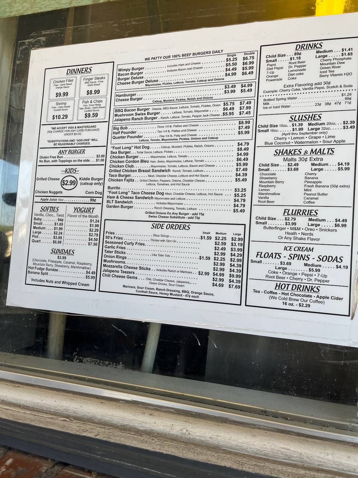 Menu at Roe-Ann Drive-In fast food, Emmett