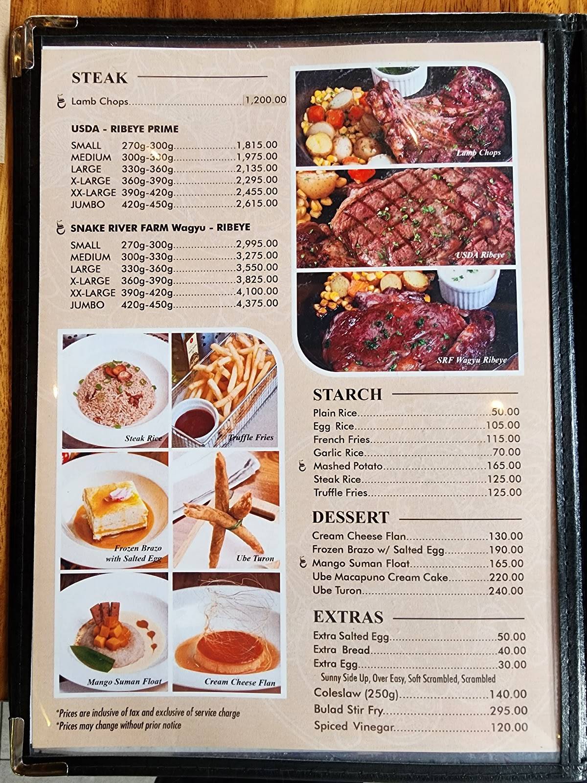 Carta de Fat Chef Restaurant, Cagayan de Oro