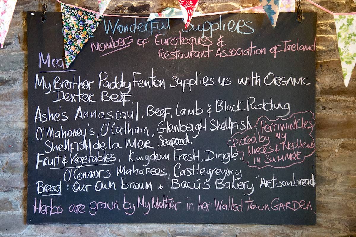 Menu at Fenton's of Dingle restaurant, Dingle
