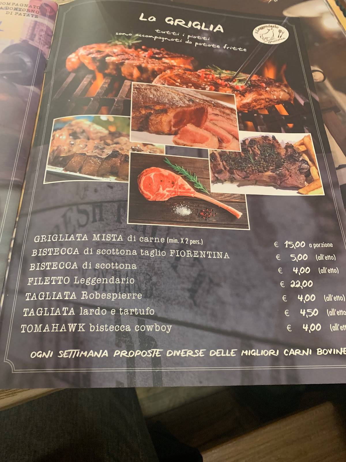 Menu da Braceria il Leggendario ristorante, Figline Valdarno