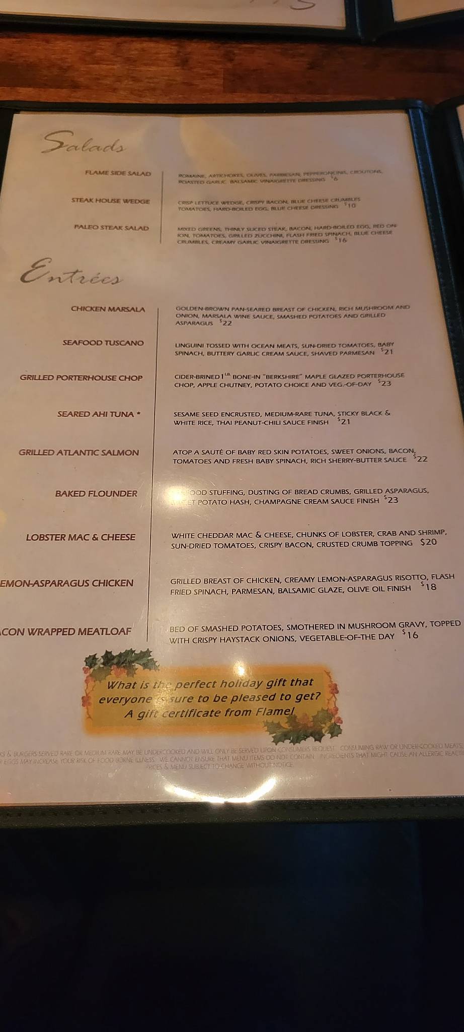 Menu at Flame Bar And Grill, Carbondale, 501 E Walnut St