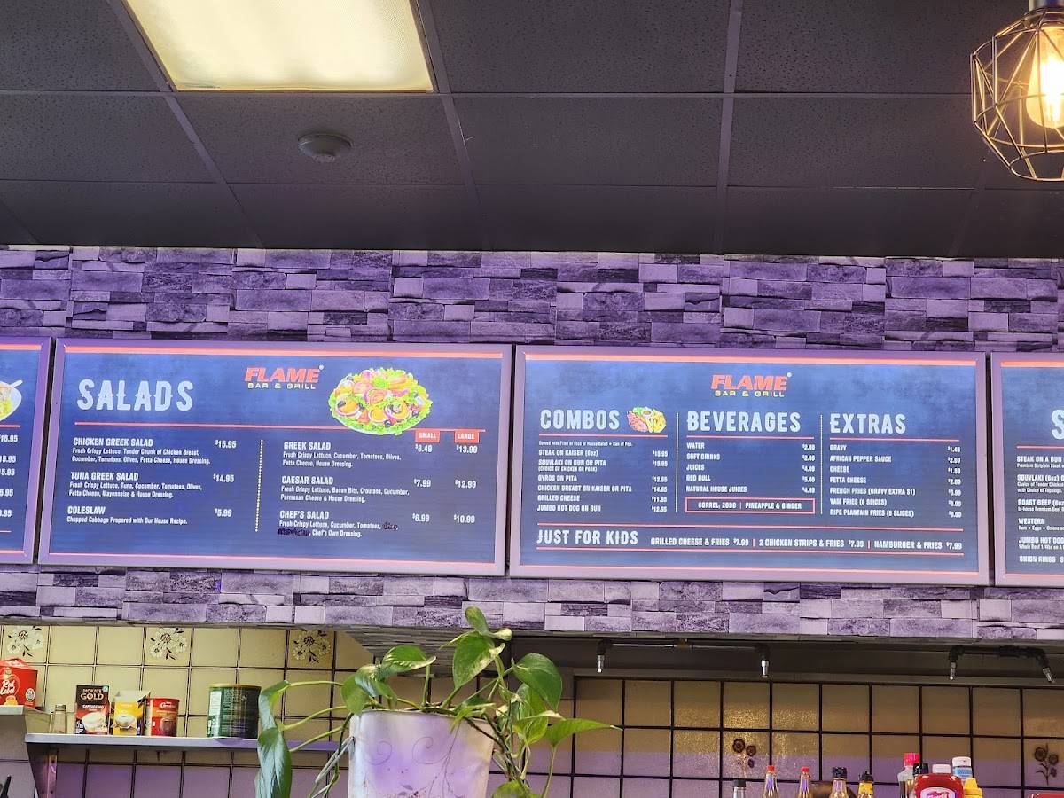 Menu at Flame Bar & Grill, Toronto