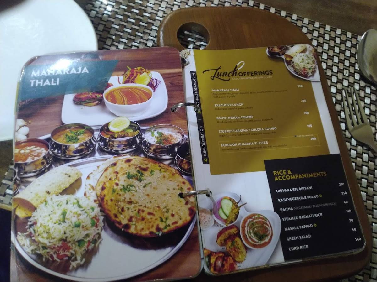 Menu at Food Nirvana, Chennai, 23/11
