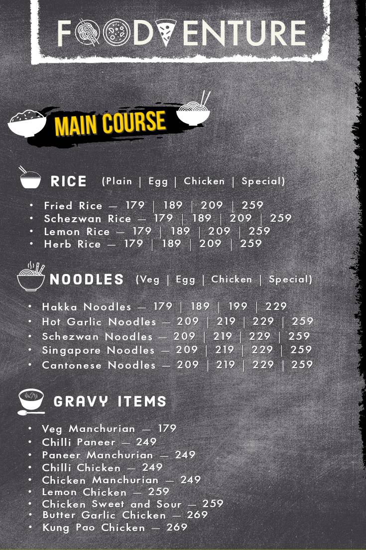 Menu at Food Venture, Manali