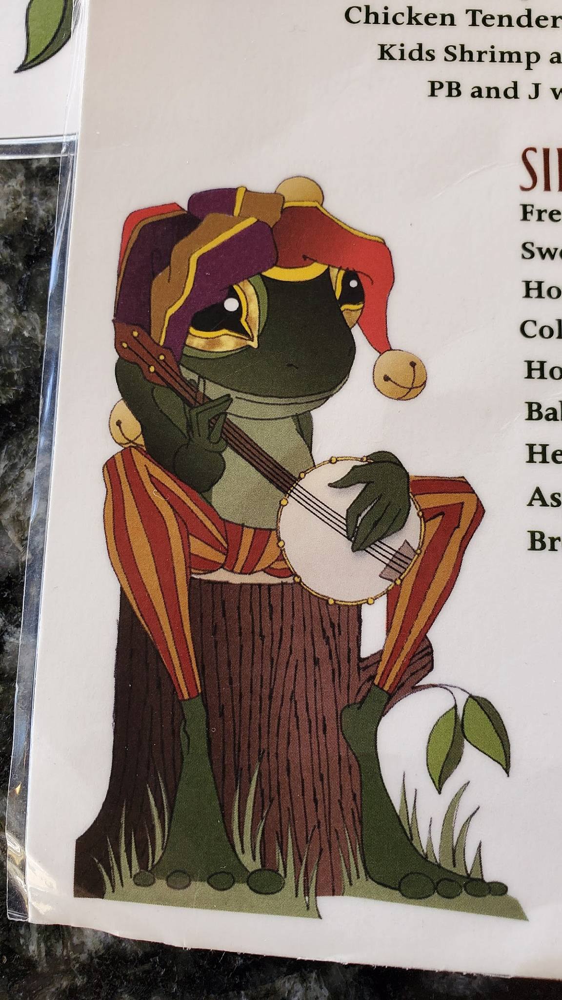 Menu at Foolish Frog restaurant, Saint Helena Island