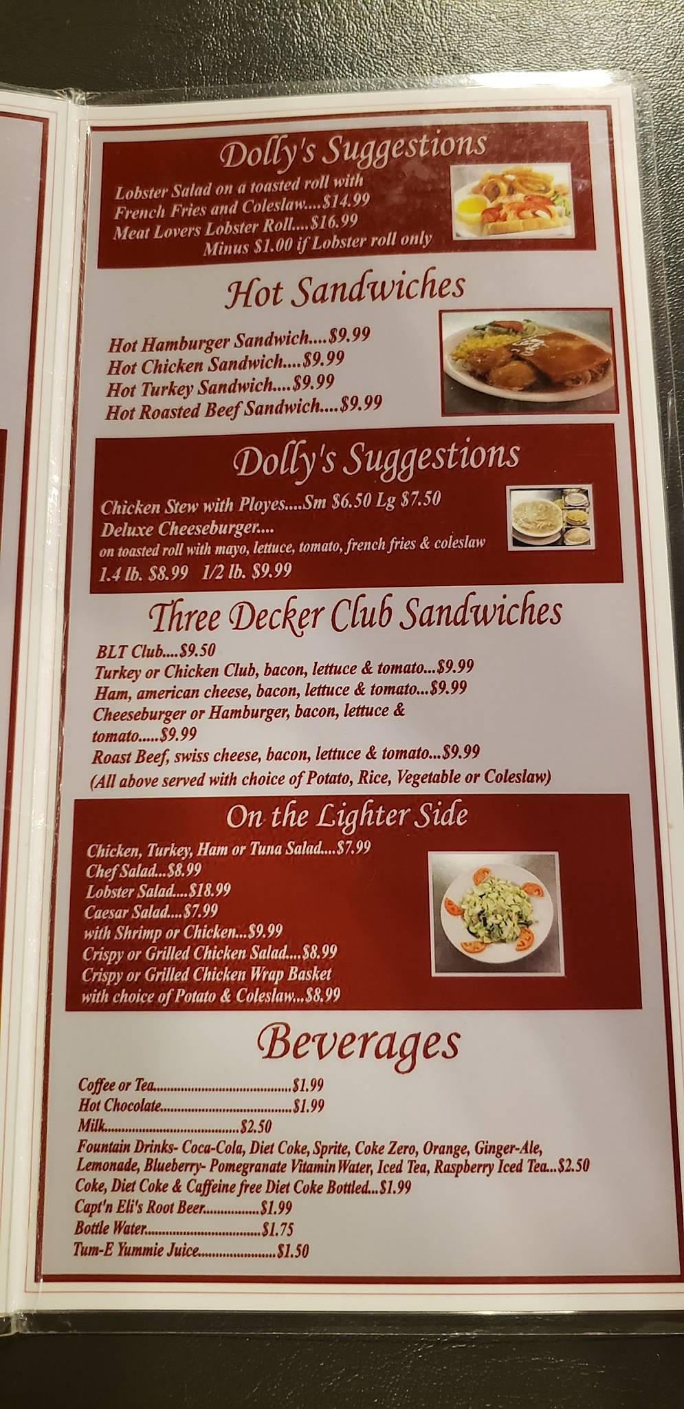 Menu at Dolly's Restaurant, Madawaska, 17 US-1