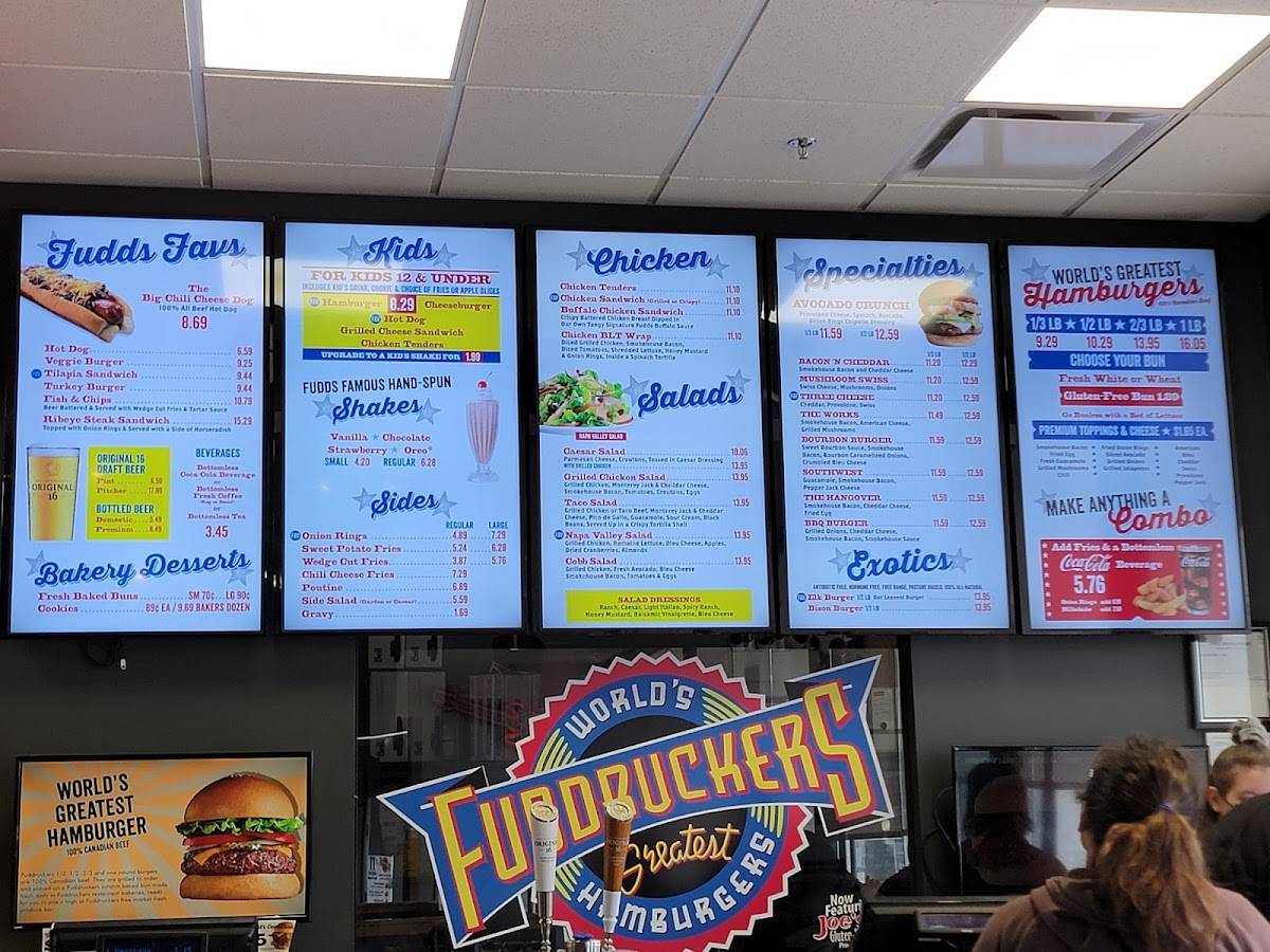 Menu at Fuddruckers restaurant, Regina