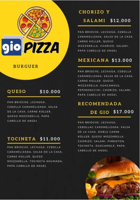 Menu at GIO PIZZA restaurant, Soacha
