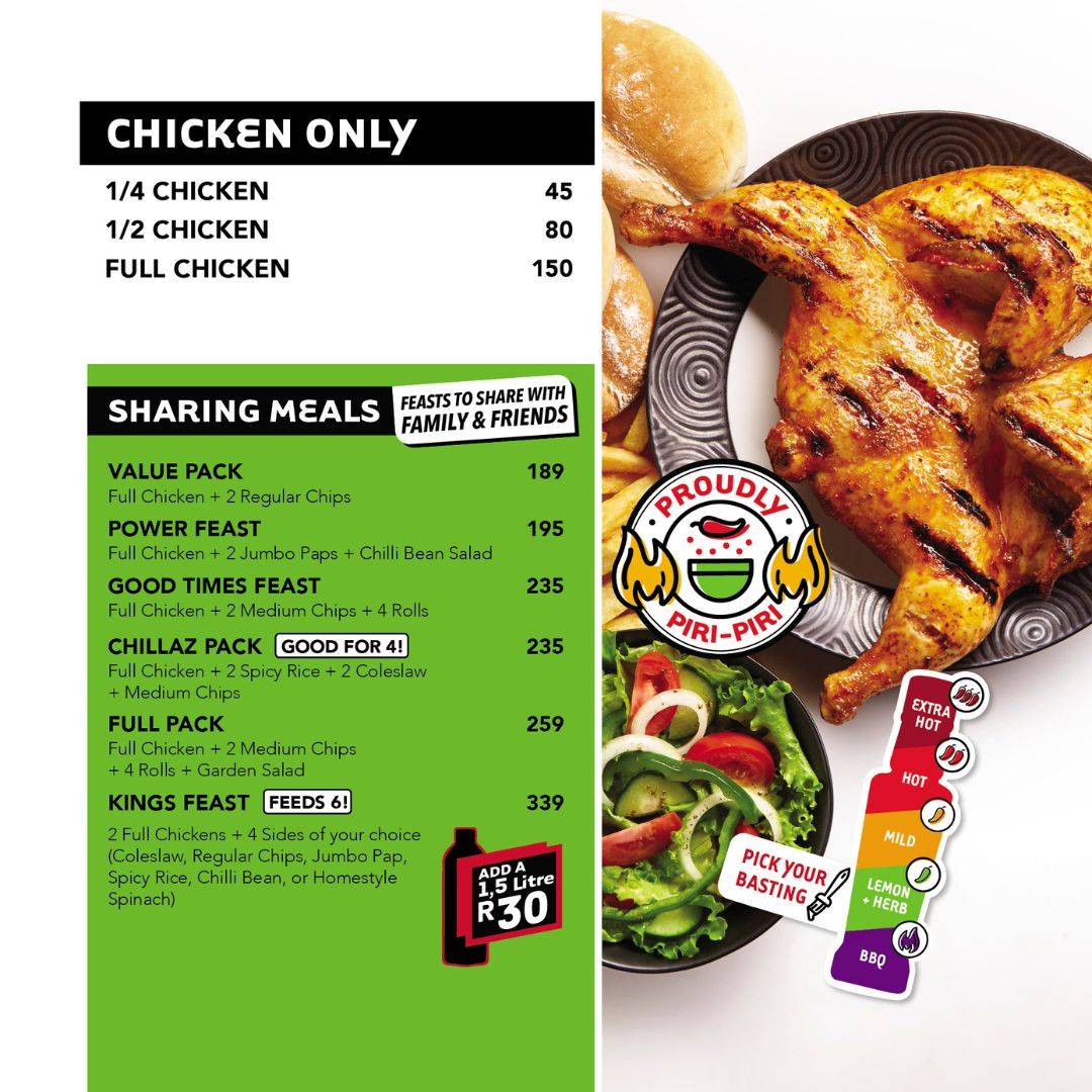 Menu at Galito's White River restaurant, White River, 30 Theo Kleynhans St