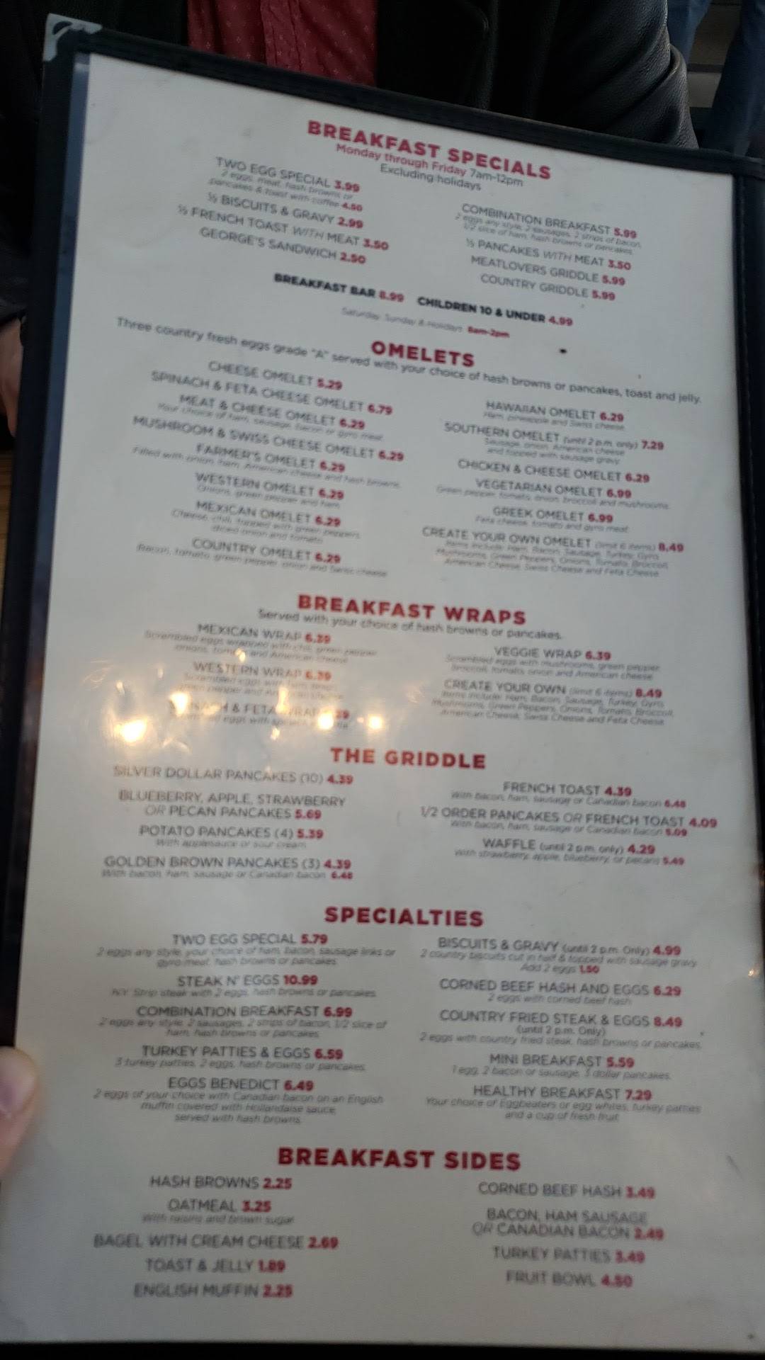 Menu at George's Family Dining restaurant, Westland