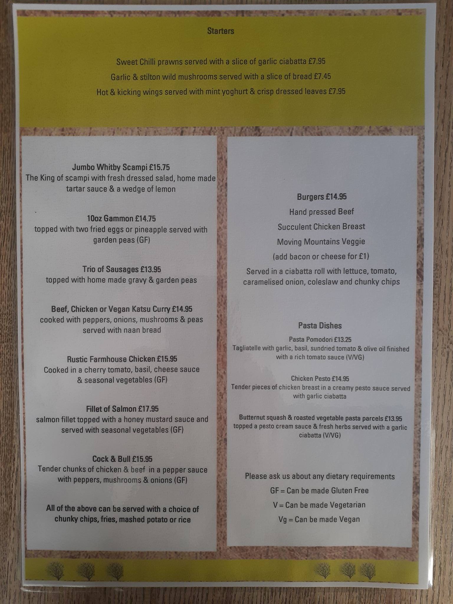 Menu at Gilpin Bridge Inn pub & bar, Levens