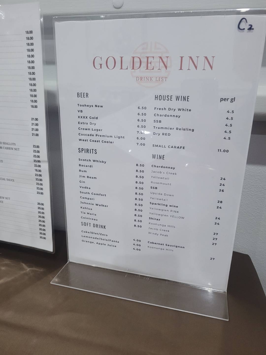Menu at Golden Inn Chinese Restaurant, Laurieton