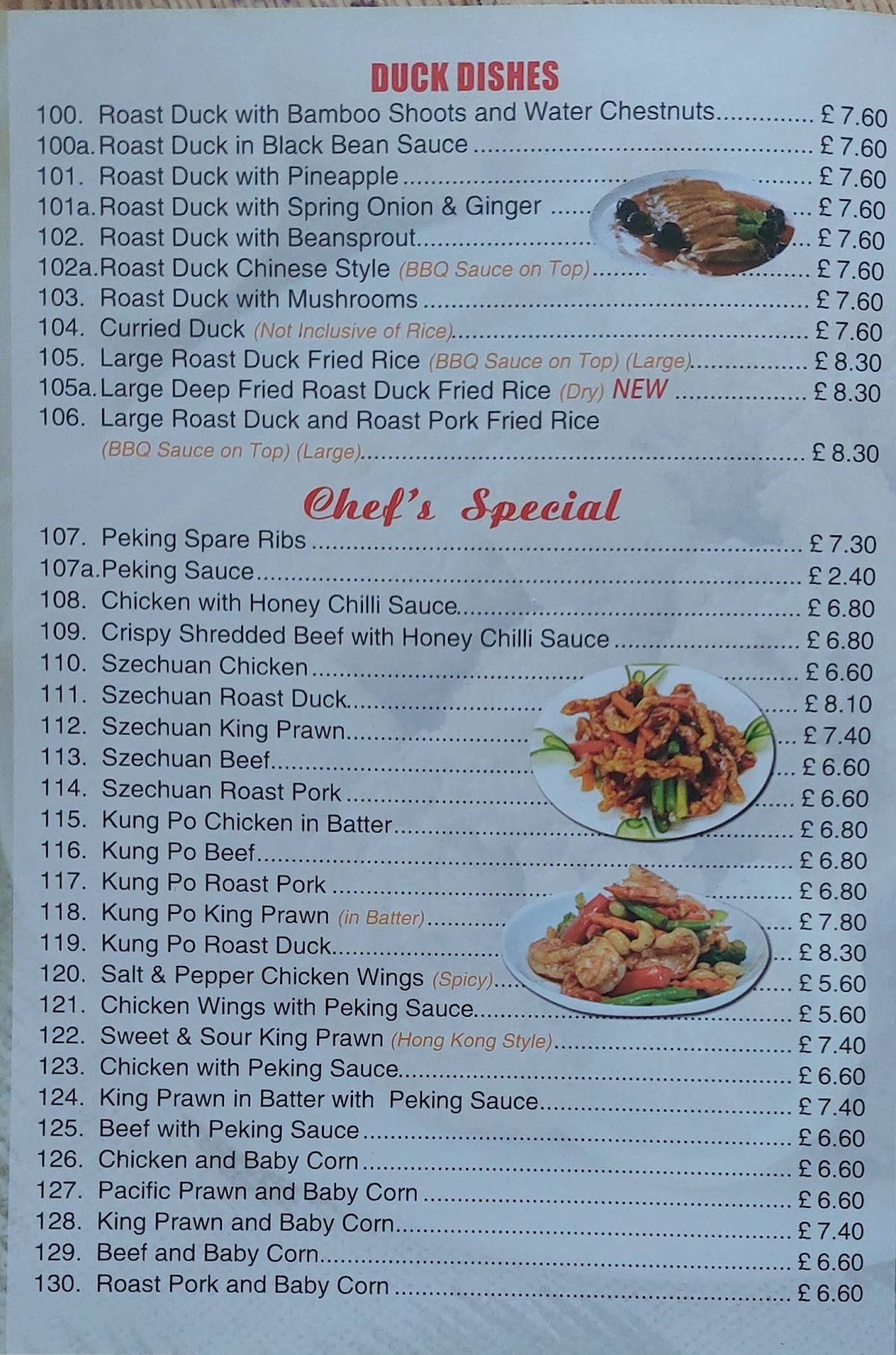Menu at Golden Star Chinese Take Away fast food, Bedford