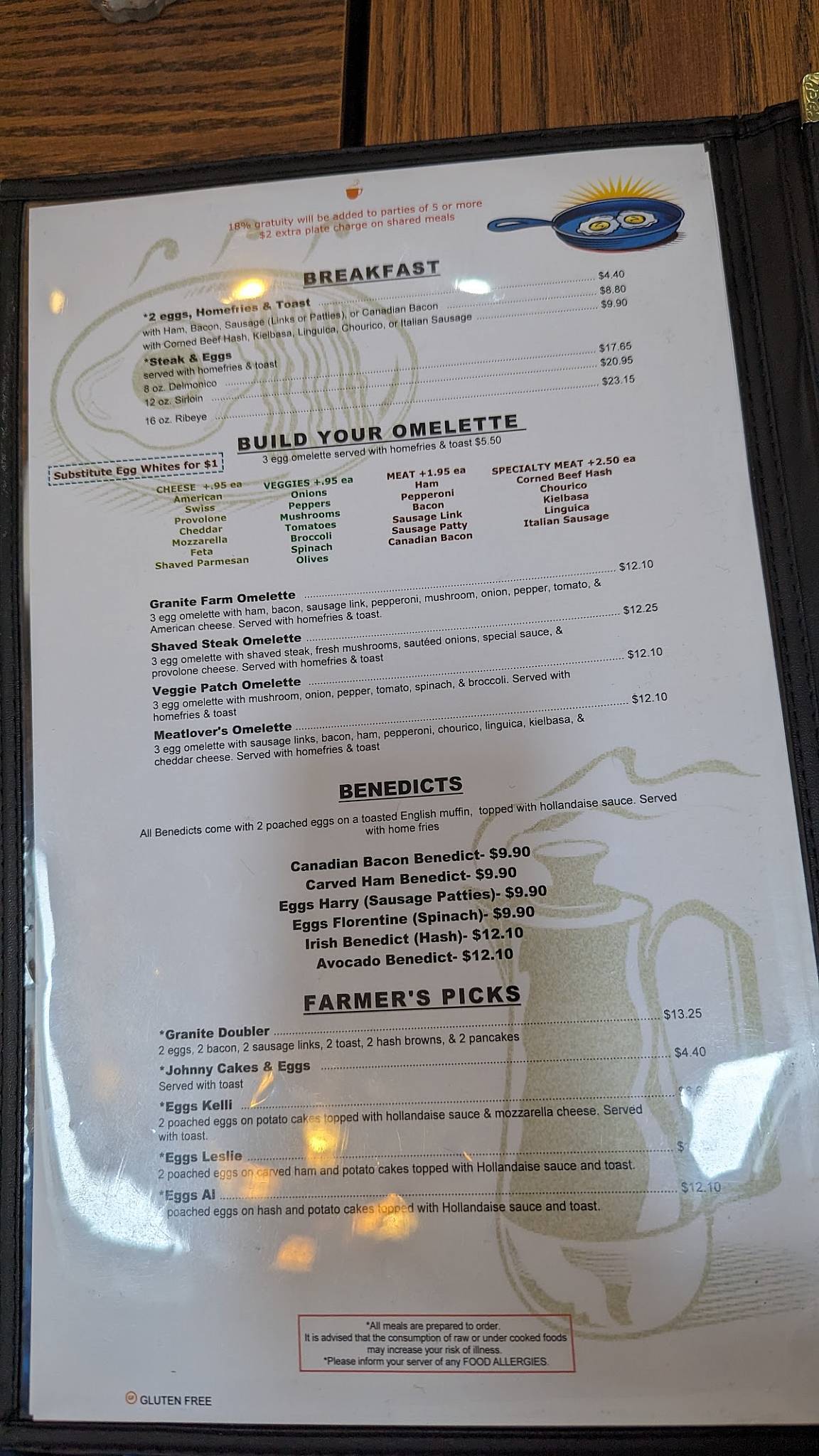 Menu at Merola’s Granite Farm Restaurant, Scituate