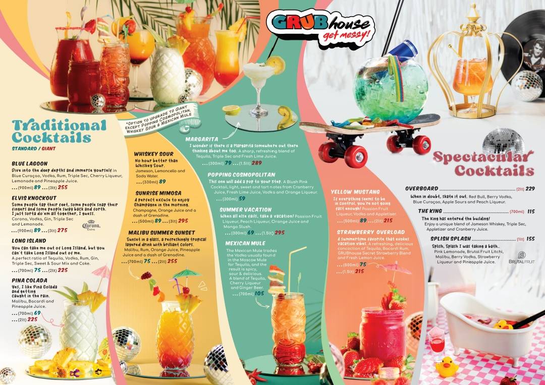 Menu at GrubHouse Diner restaurant, Trichardt
