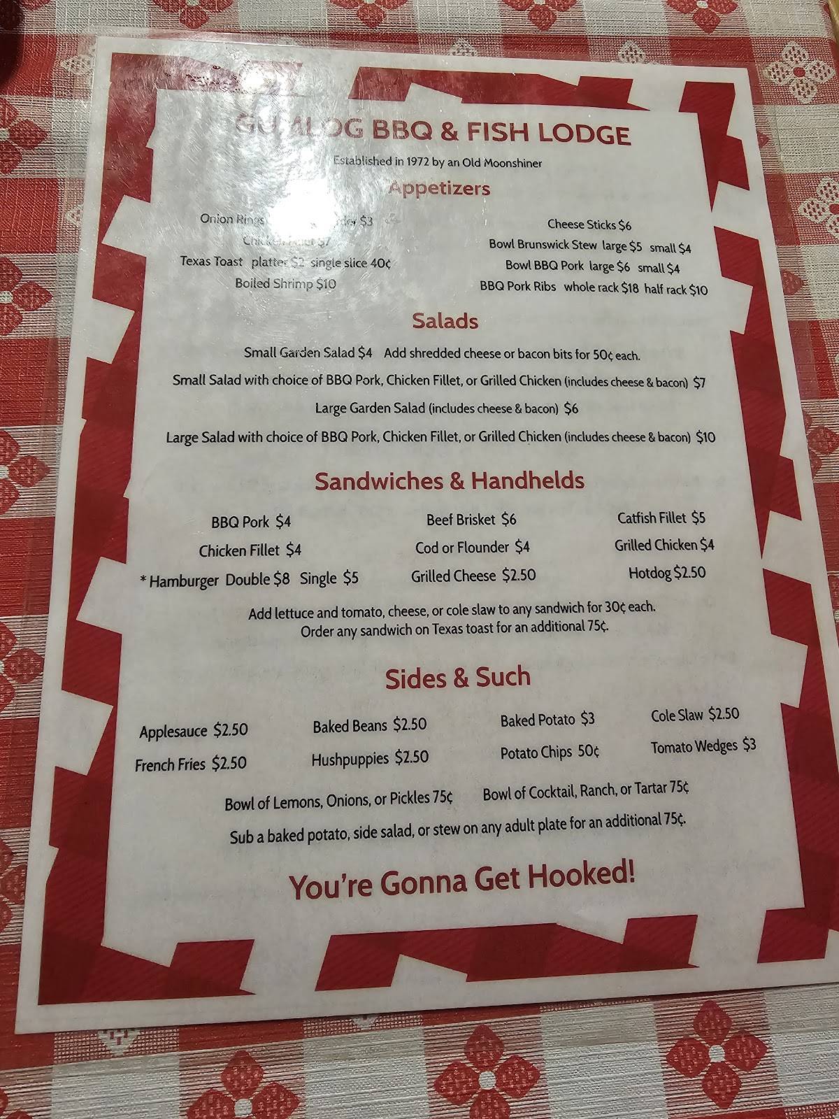 Menu at Gumlog Bar B Que & Fish Lodge, Lavonia