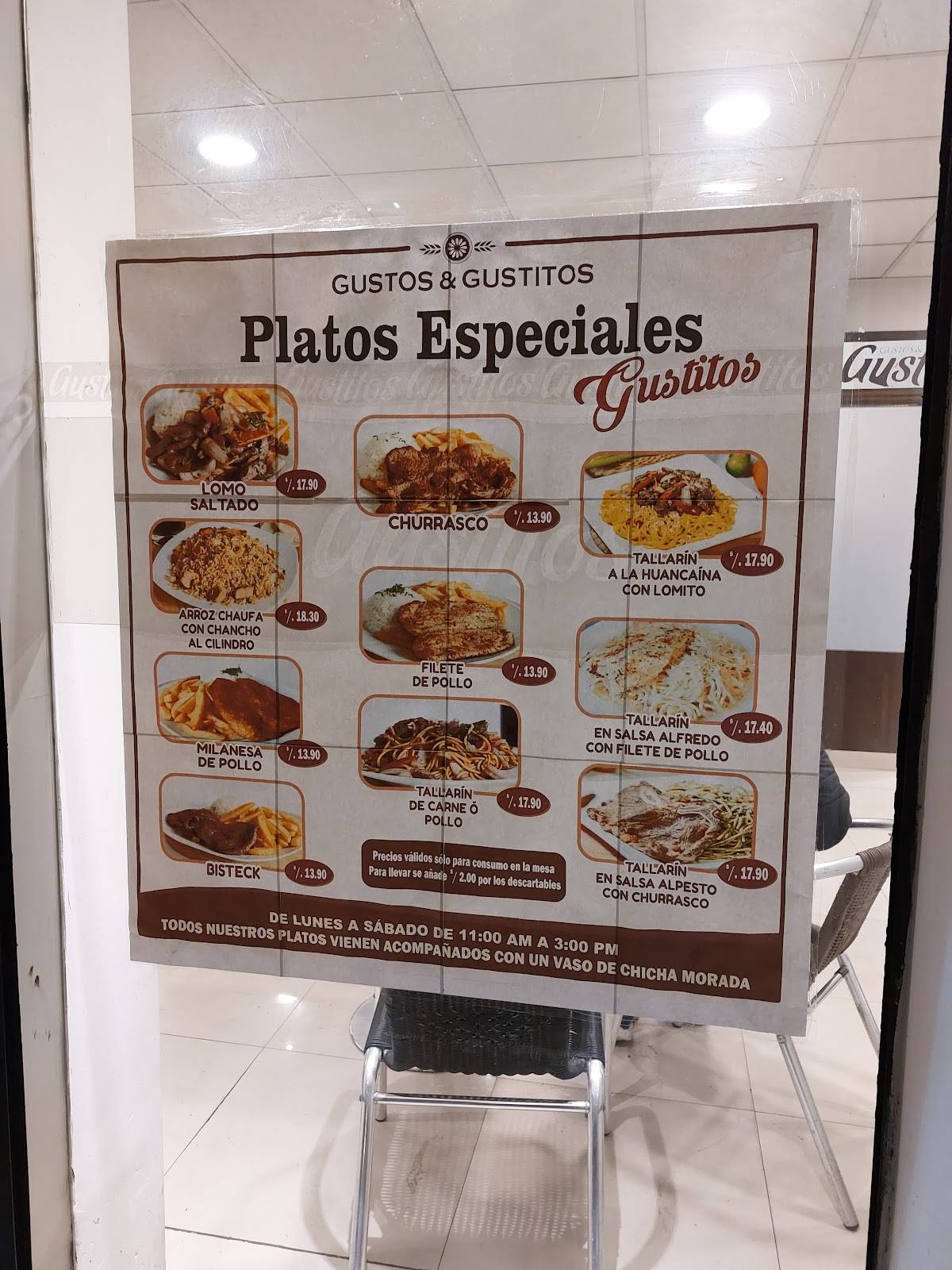 Carta del restaurante Gustos & Gustitos, Lima, Av. Petit Thouars 3399