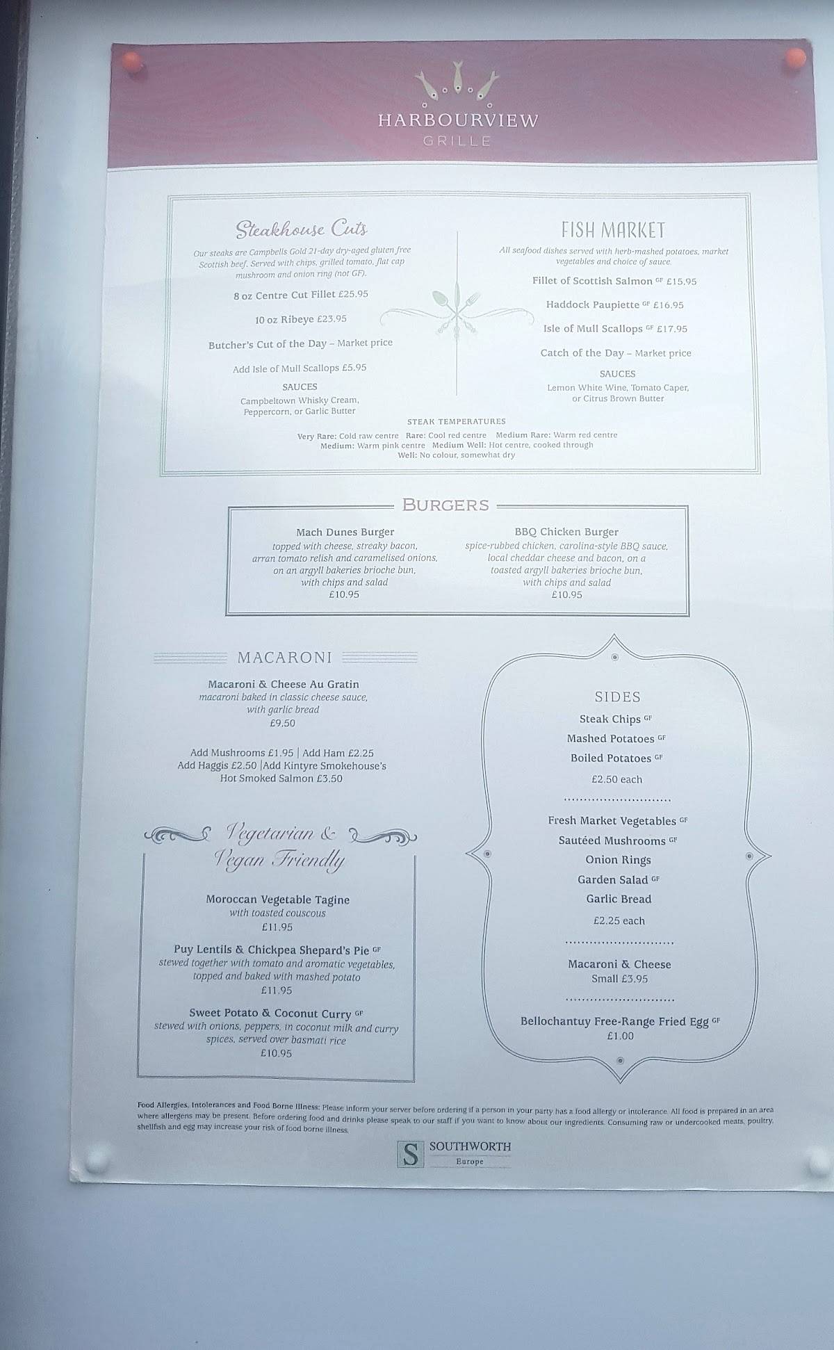 Menu at Harbourview Grille pub & bar, Campbeltown