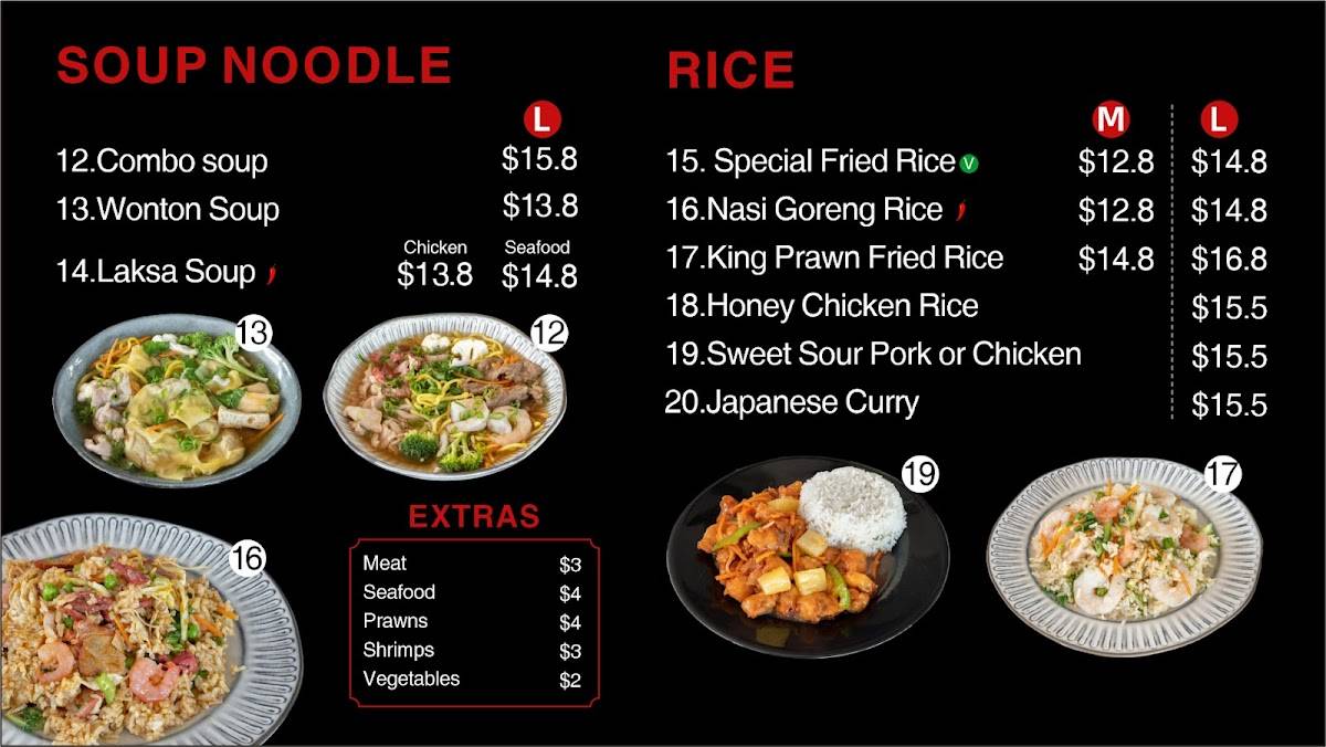 Menu at Master Noodle (Bribie Island) restaurant, Bongaree