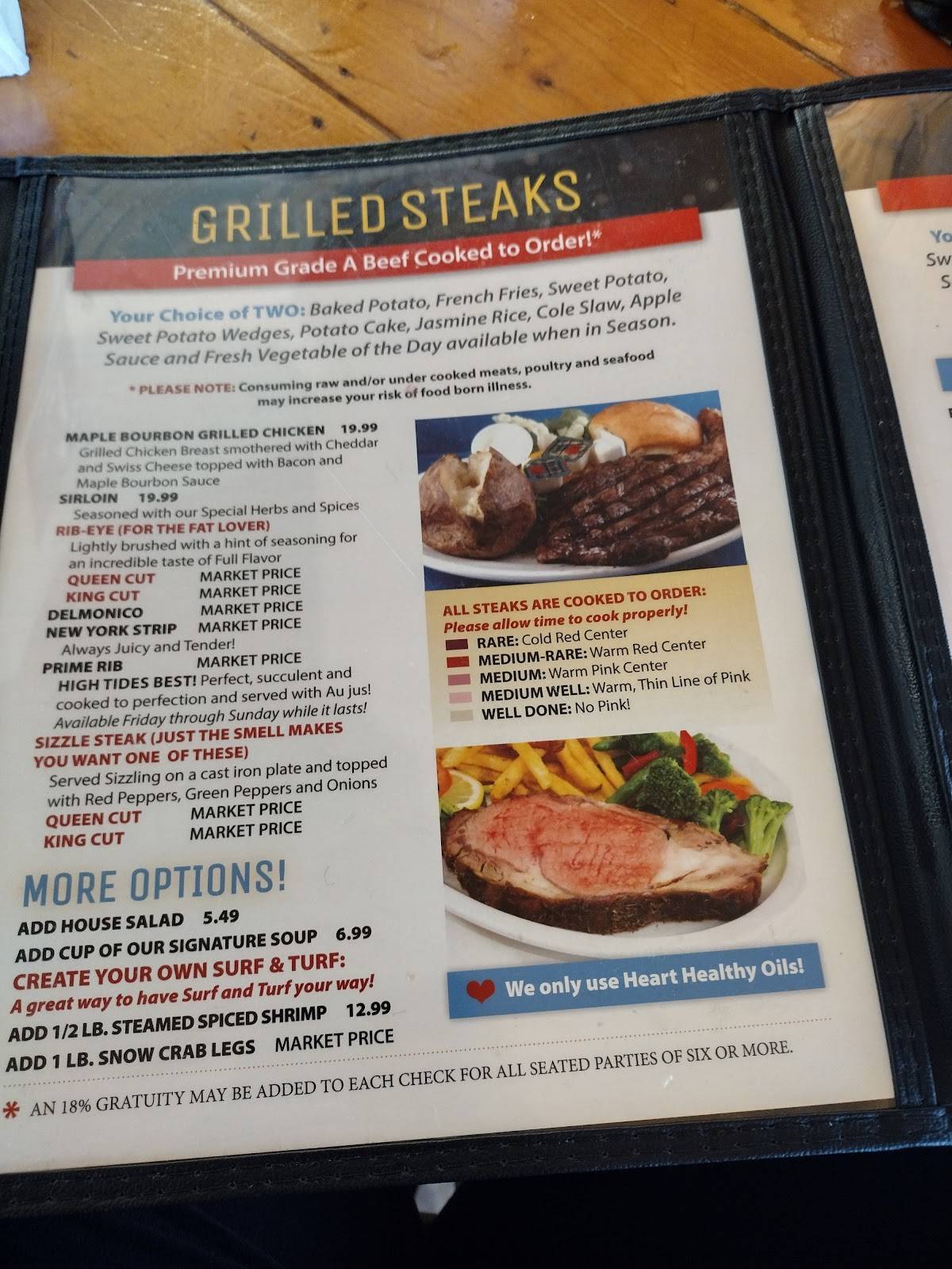 Menu at High Tides On The Potomac restaurant, Colonial Beach
