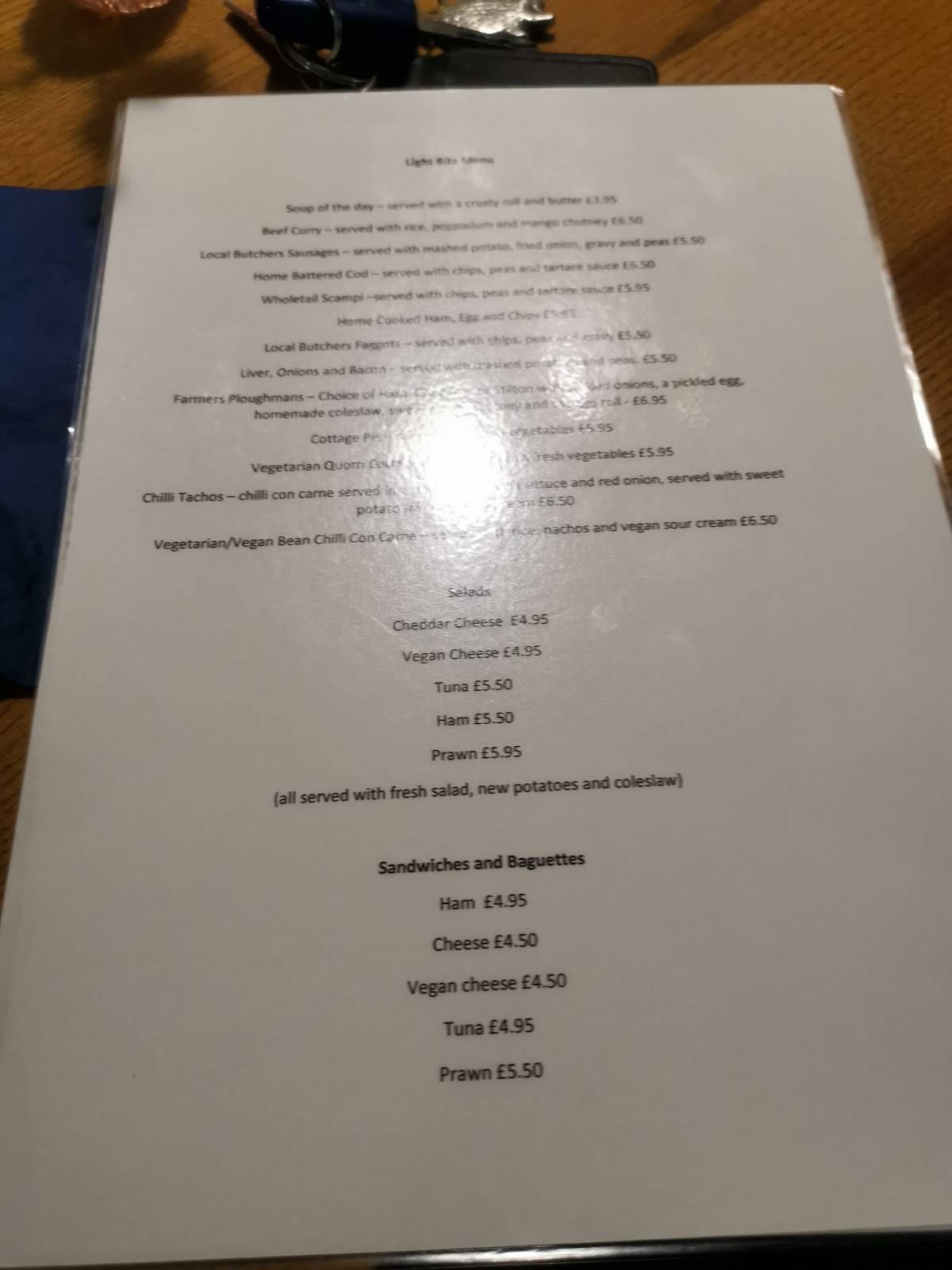 Menu at The Orchard Inn pub & bar, Highbridge