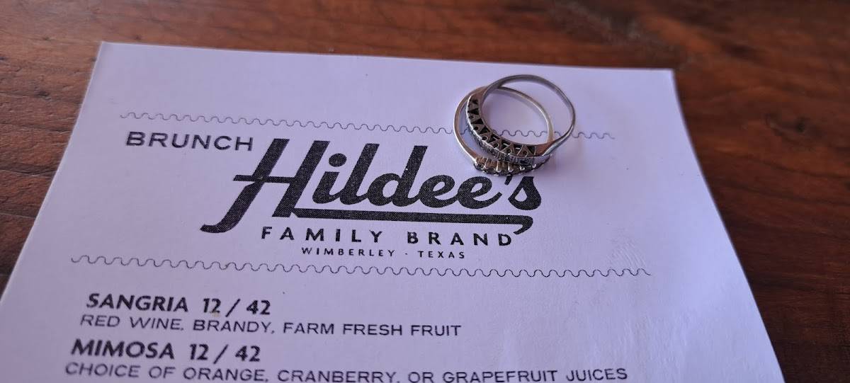 Menu at Hildee's Restaurant & Bar, Wimberley