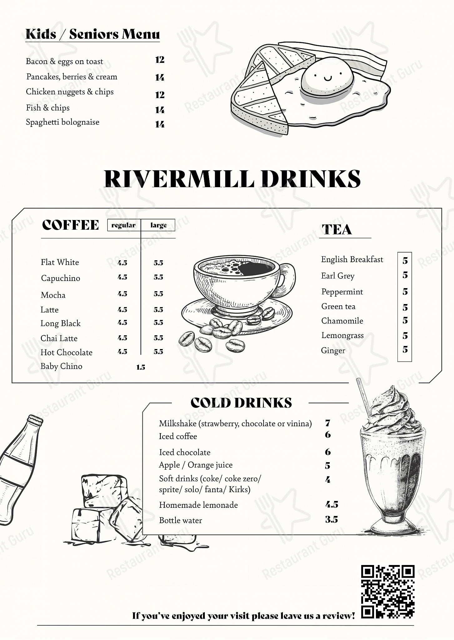 Menu at Historic Rivermill cafe, Mount Nathan, 950 Beaudesert Nerang Rd