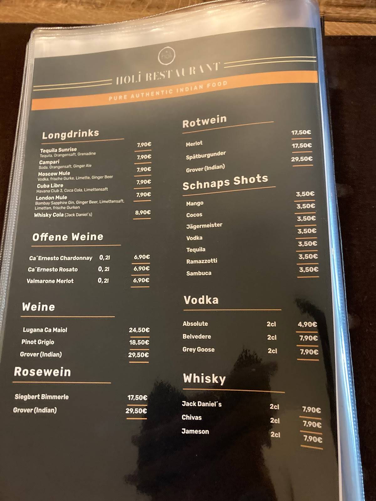 Speisekarte von Holi - Indisches Restaurant & Cocktail Bar, Köln