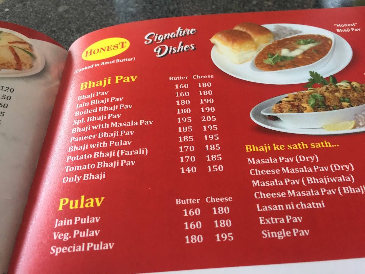 Menu at Honest The Family Restaurant, Vadodara, Ground Floor Shukan Hub ...