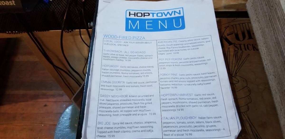 Menu at HopTown Wood-Fired Pizza Donald pizzeria, Wapato, Donald Wapato Rd