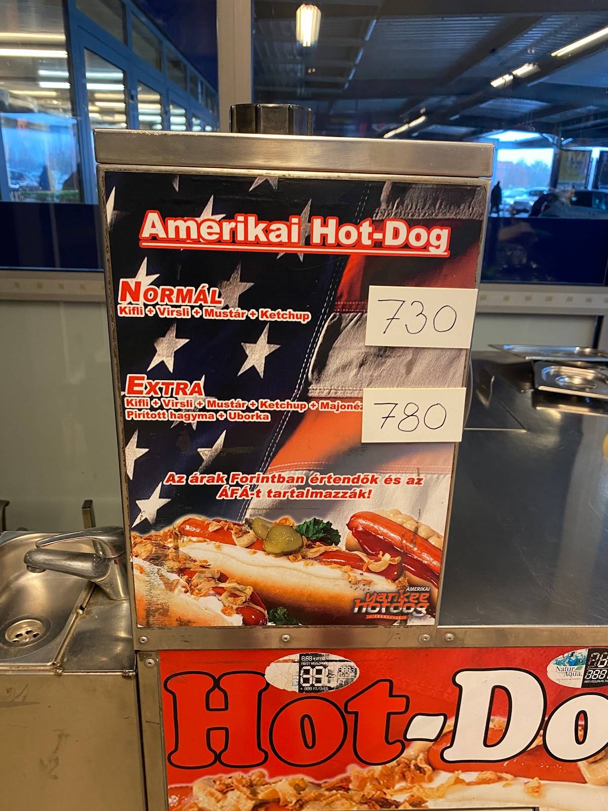 Menu at Hot Dog stand restaurant, Budaörs, Keleti u. 3