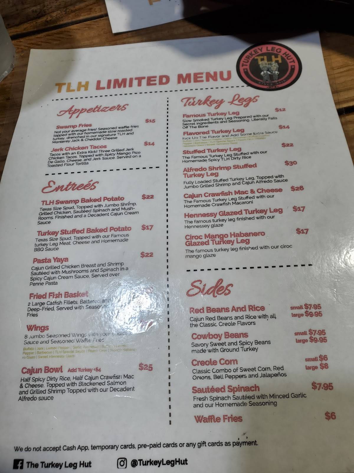 Menu at Turkey Leg Hut restaurant, Houston, Almeda Rd suite A/B