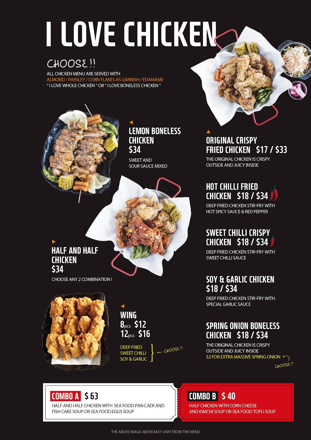 Menu at I LOVE CHICKEN restaurant, Melbourne, 39 Rose Ln