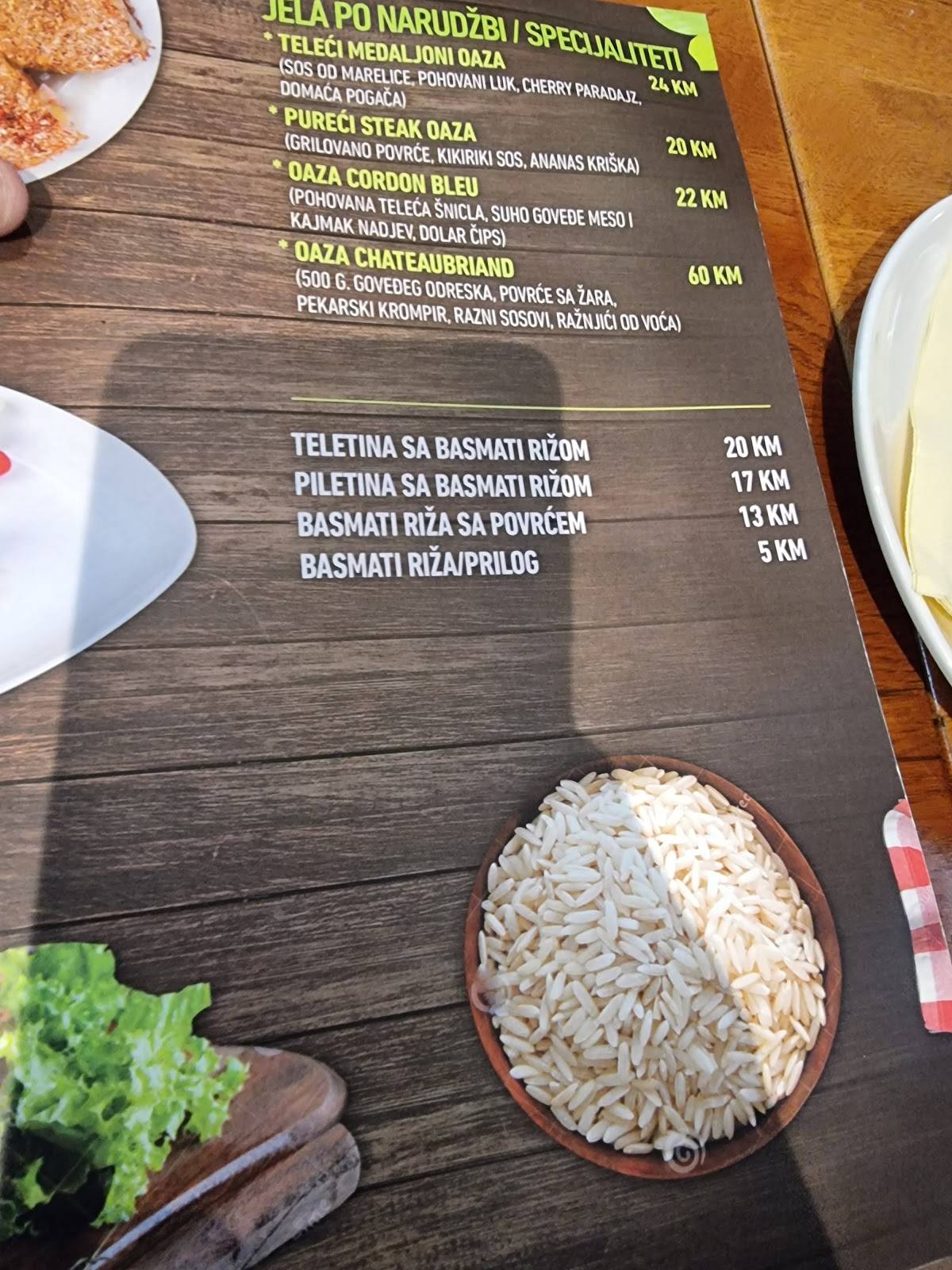 Menu at Restaurant Oaza, Ilidža