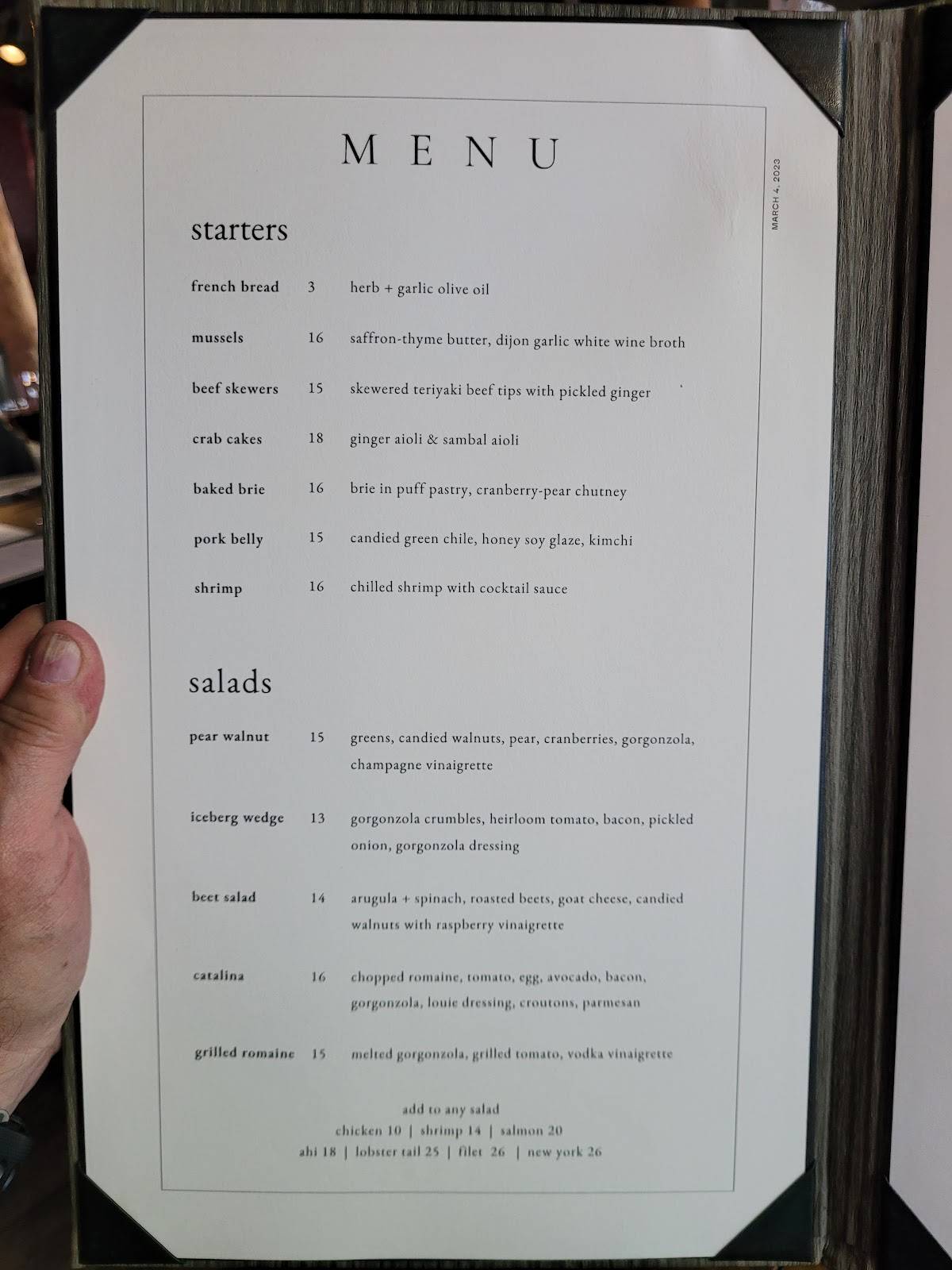 Menu at Indigo Crow Cafe, Corrales