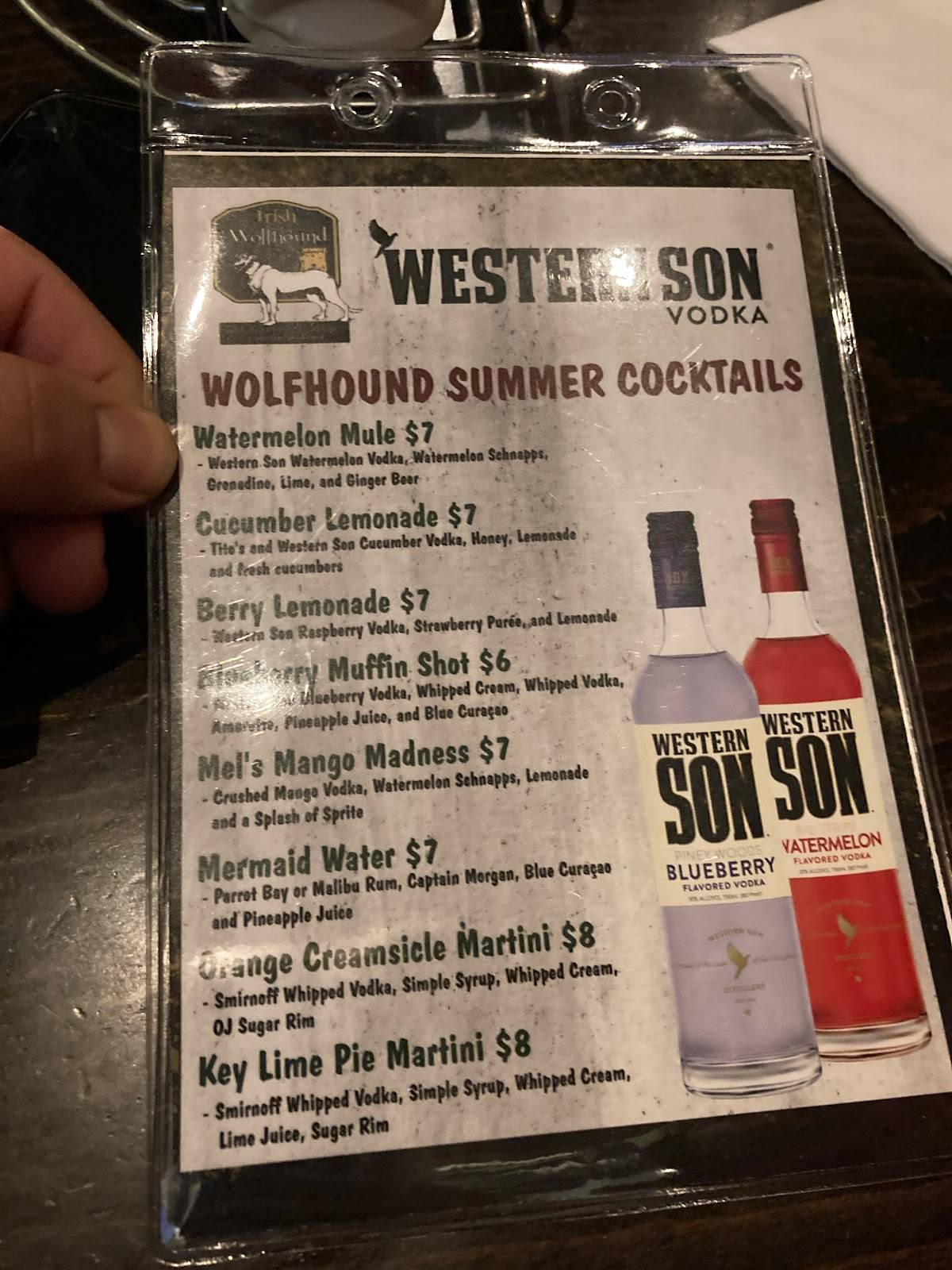 Menu at Irish Wolfhound Restaurant & Pub, Surprise