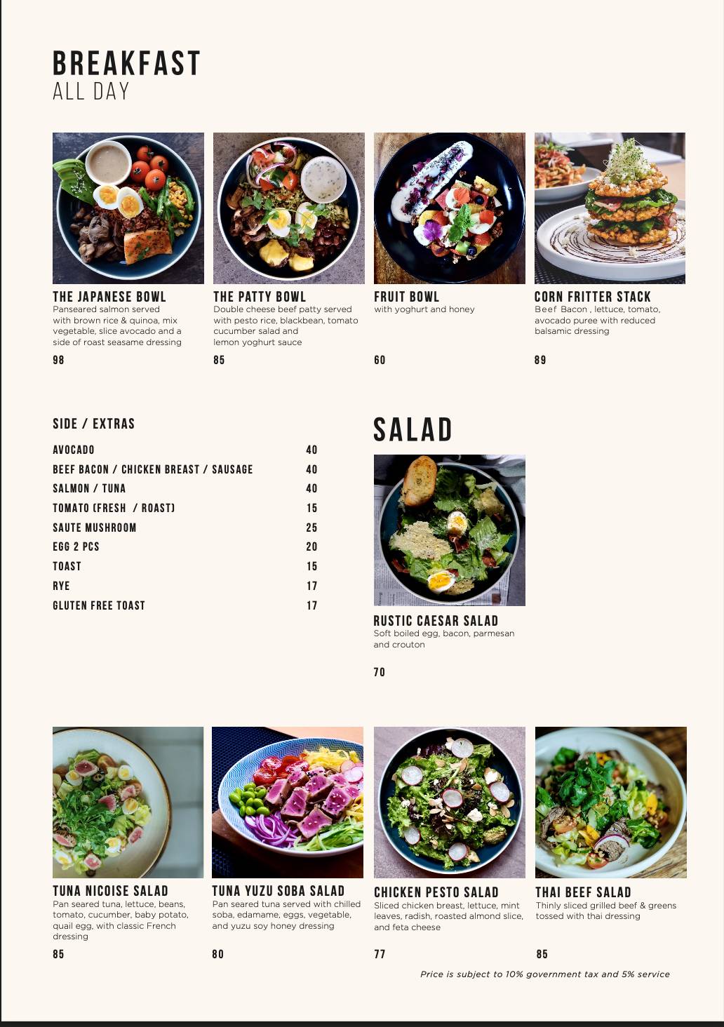 Menu at Pison Thamrin restaurant, Central Jakarta