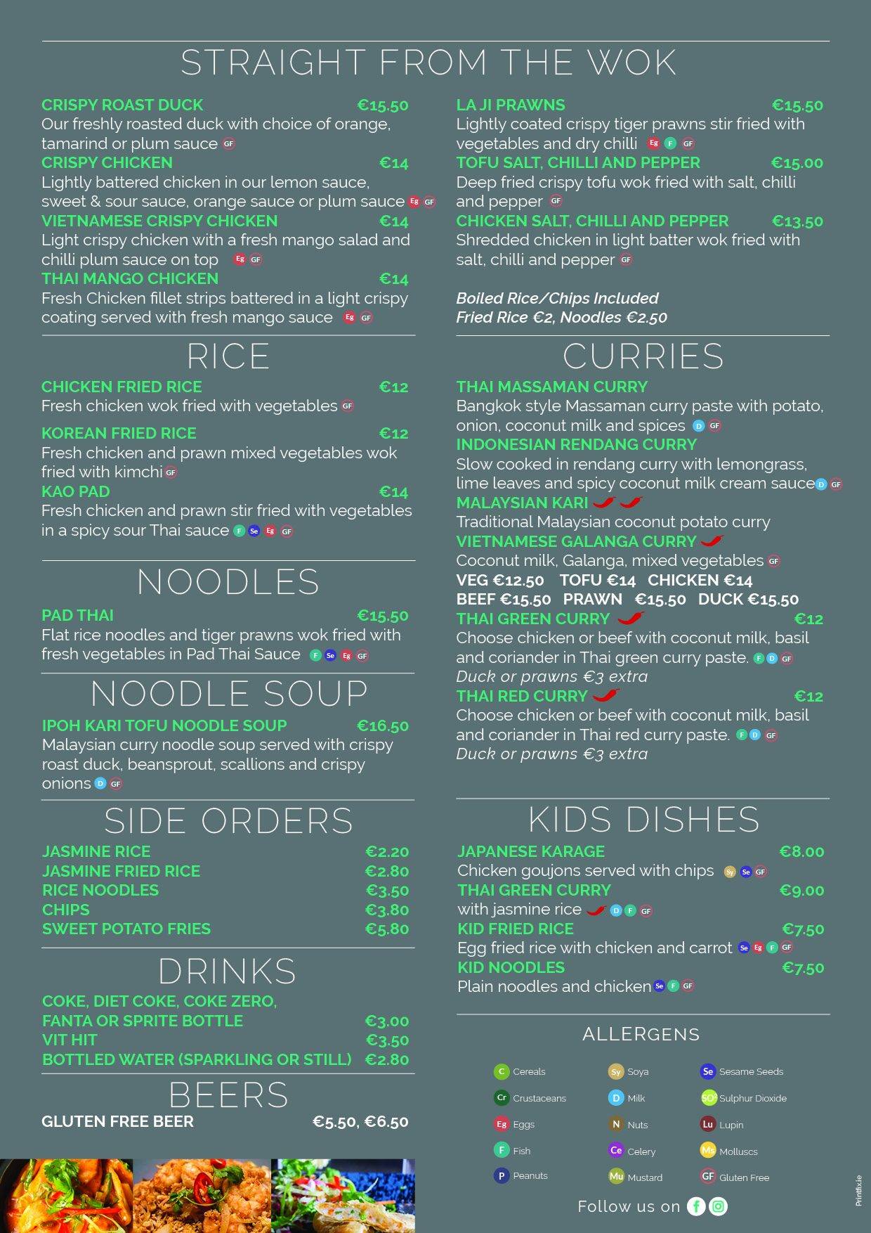 Menu at Jalan Jalan restaurant, Sligo