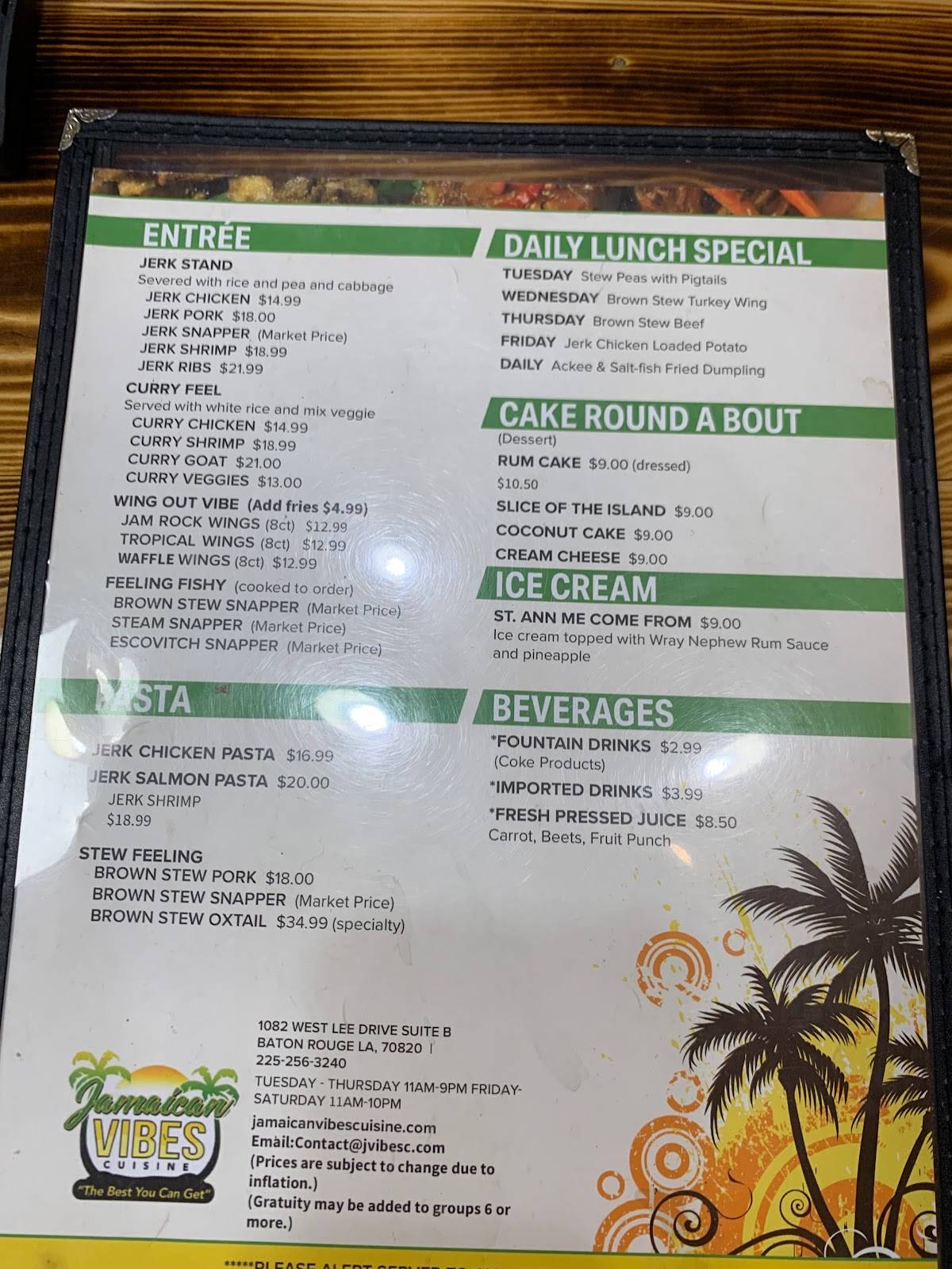 Menu at Jamaican Vibes Cuisine (authentic Jamaican food) restaurant ...