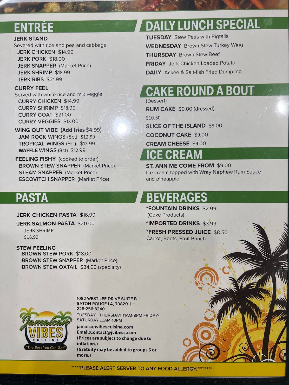 Menu at Jamaican Vibes Cuisine (authentic Jamaican food) restaurant ...