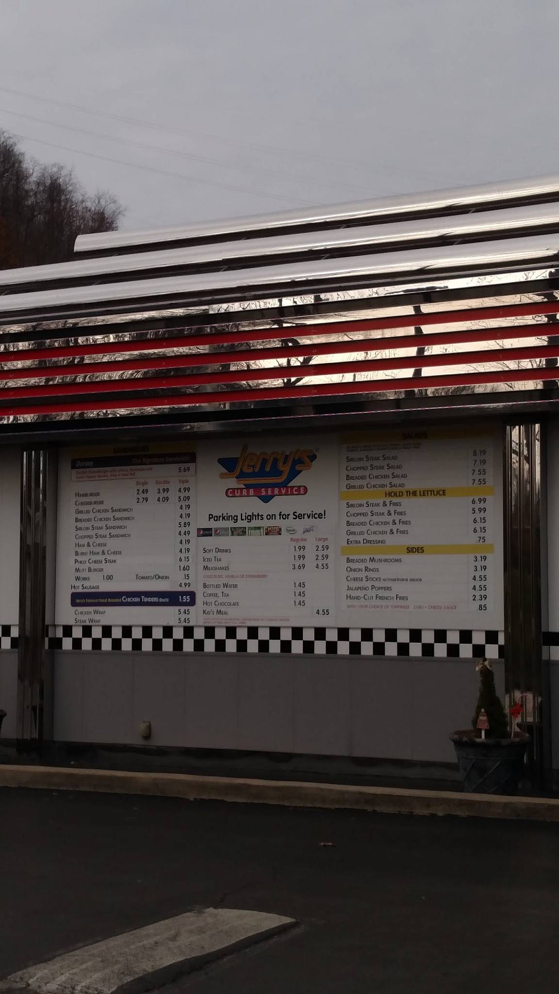 Menu at Jerry's Curb Service fast food, Beaver