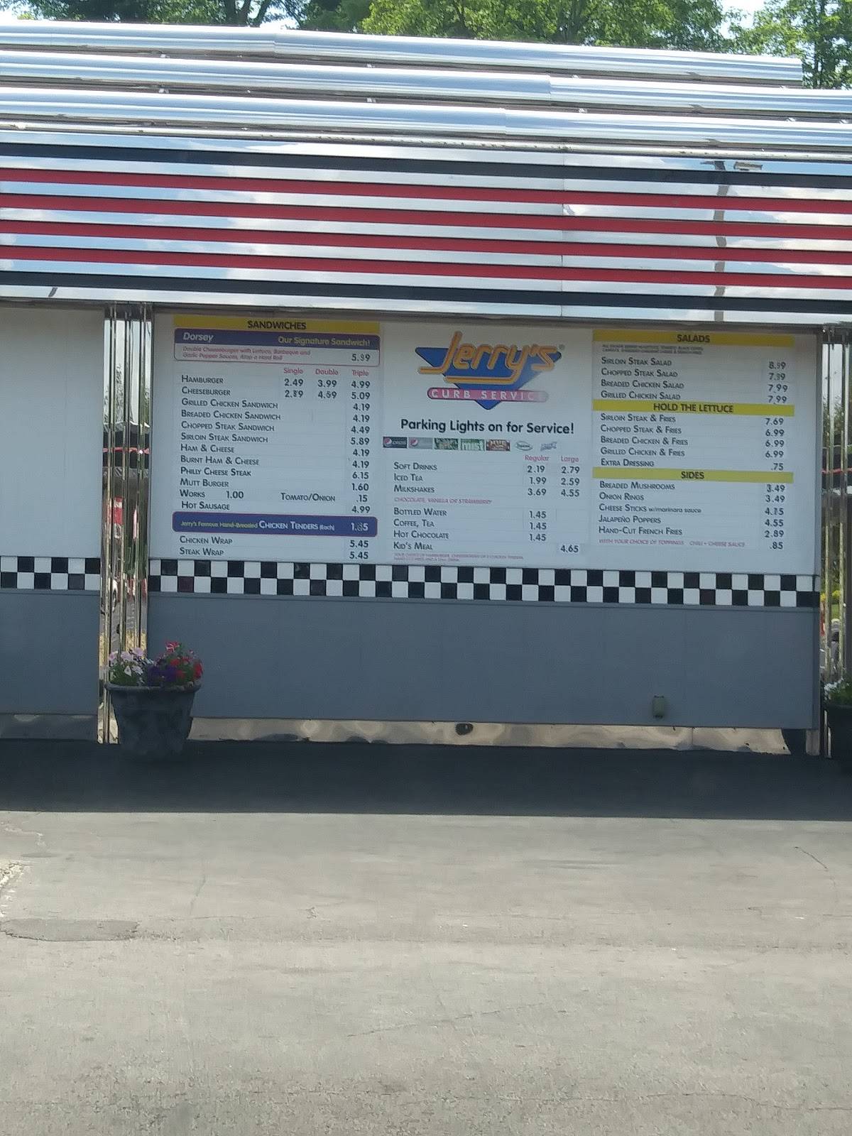 Menu at Jerry's Curb Service fast food, Beaver