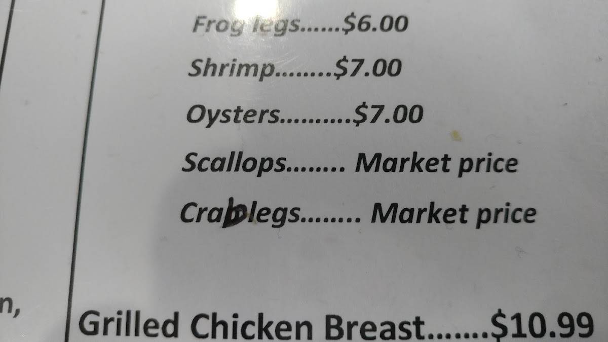 Menu at Jim's Seafood restaurant, Frankfort