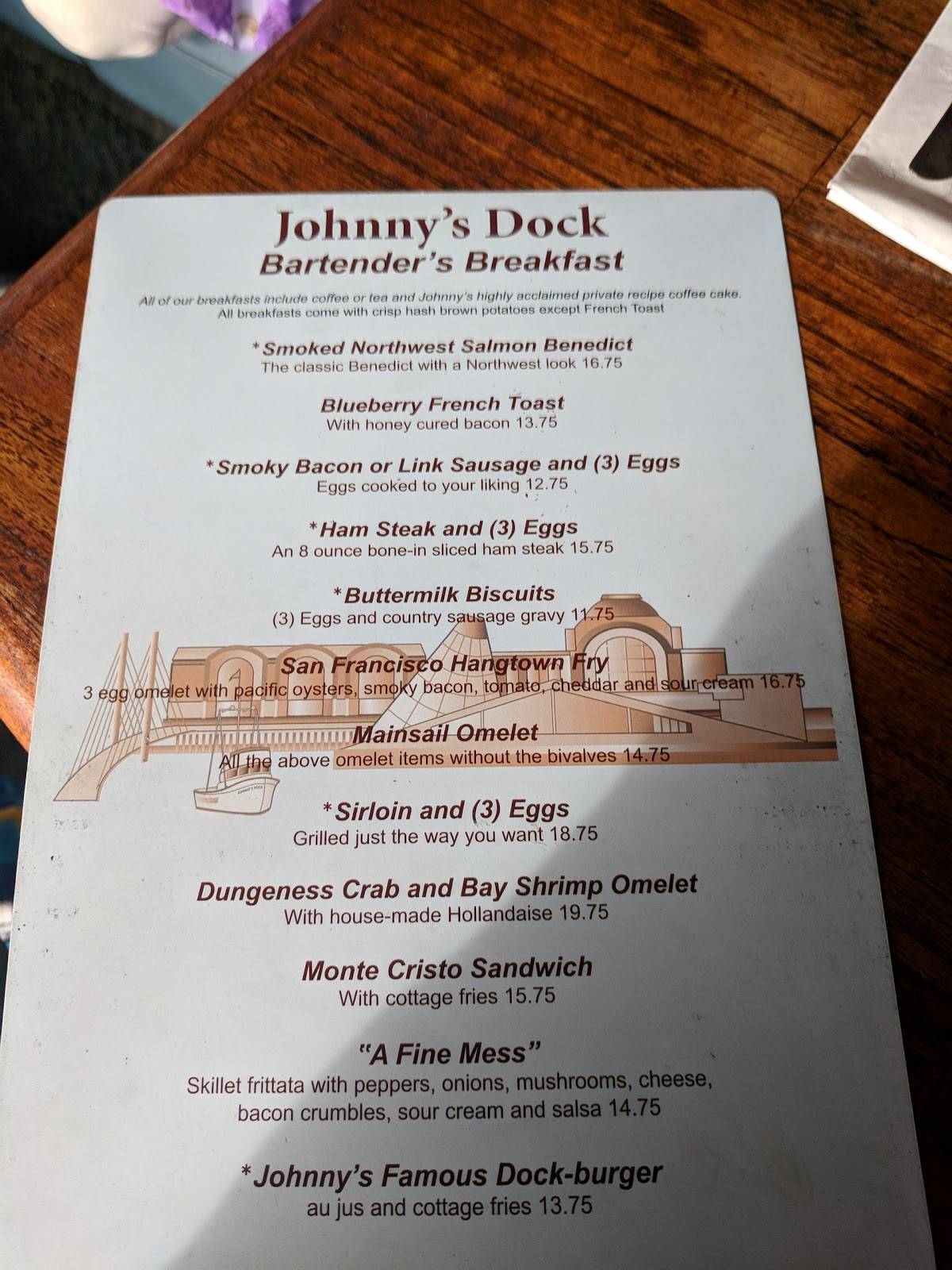 Menu at Johnny's Dock Restaurant & Marina, Tacoma