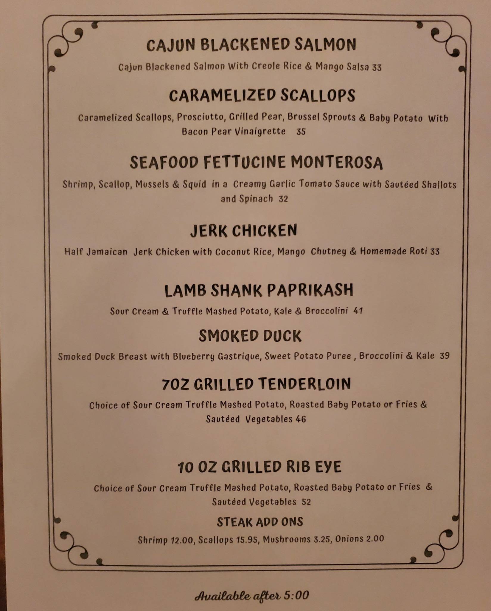 Menu at Juniper Kitchen & Bistro restaurant, Grand Falls-Windsor